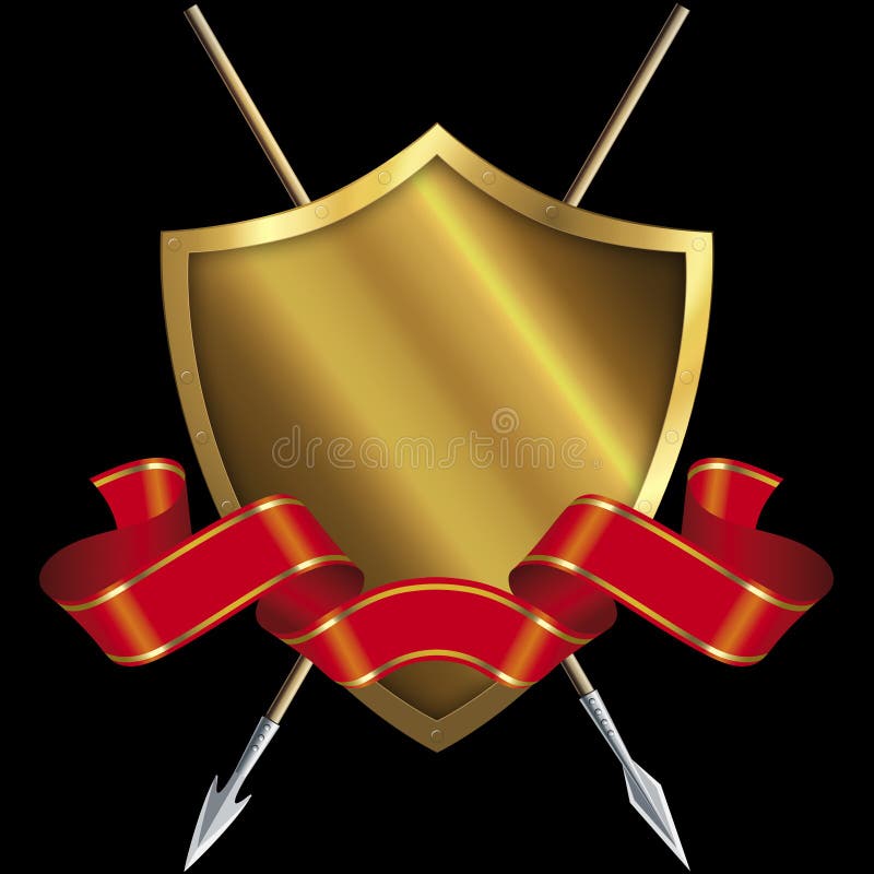 Gold Shield and Red Ribbon. Stock Illustration - Illustration of badge ...