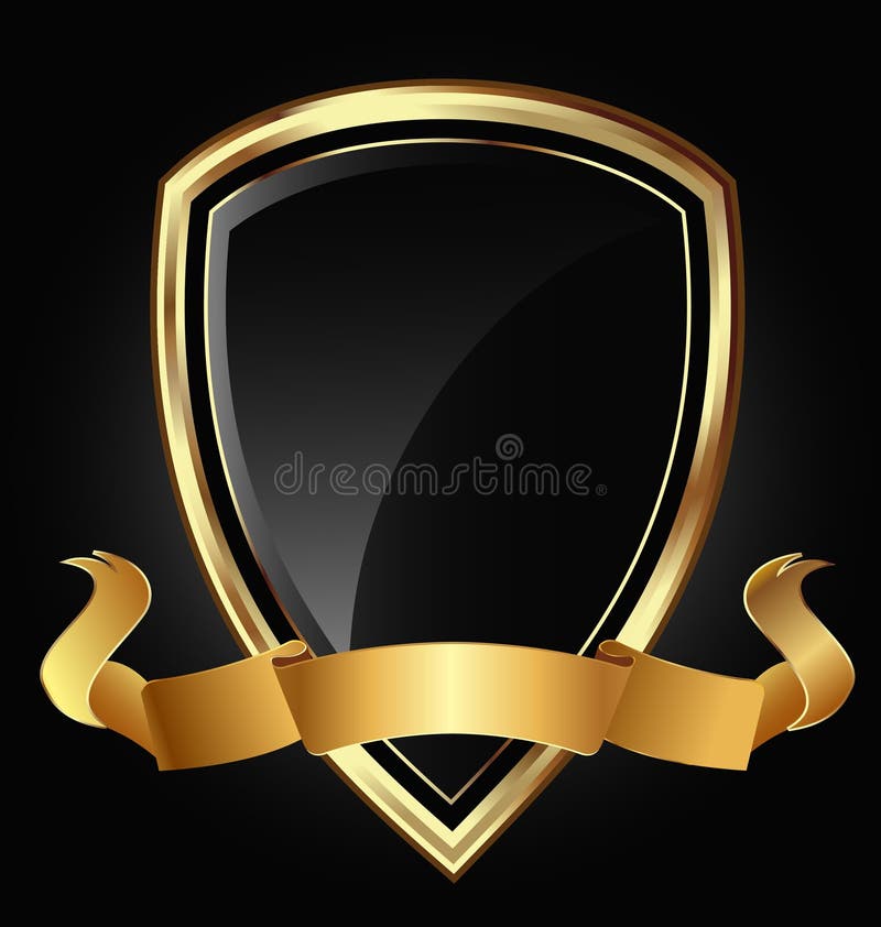 Gold shield and ribbon stock vector. Illustration of emblem - 28002567