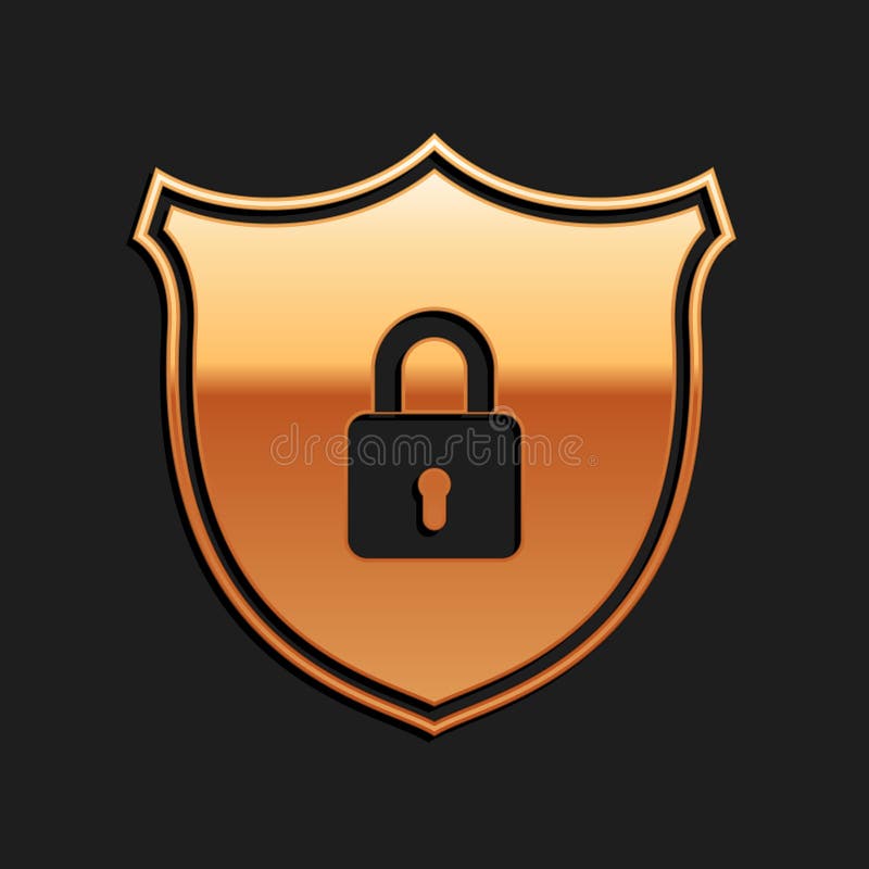 Gold Safety First Octagonal Shape Icon Isolated on Black Background ...