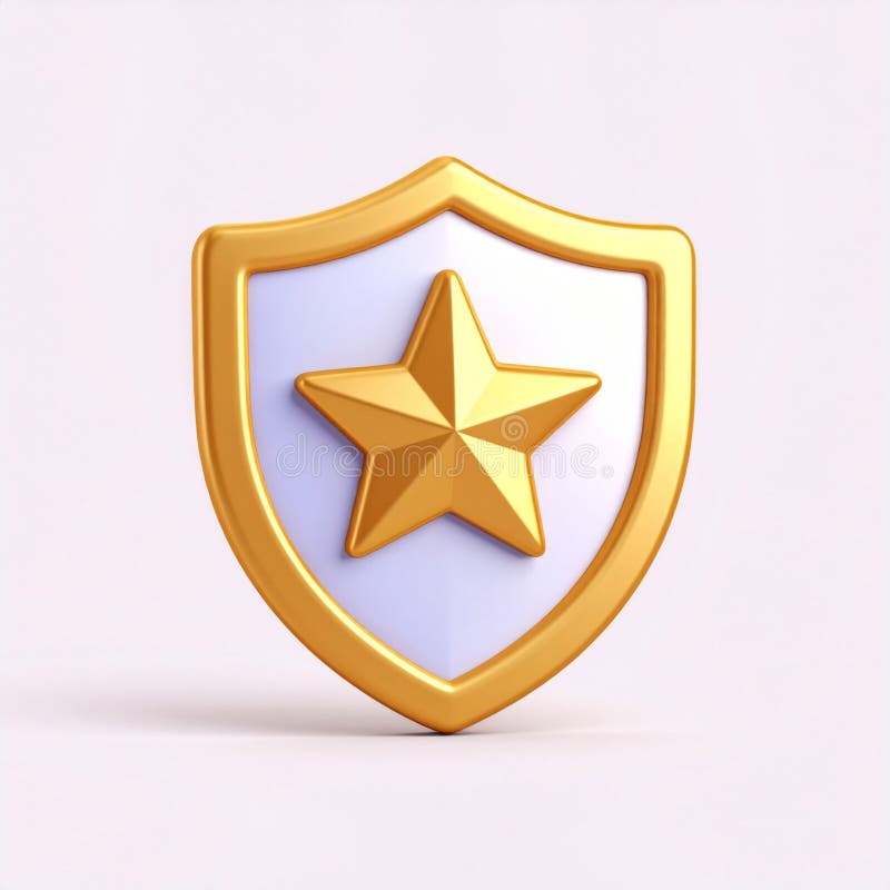 Gold Shield with Star 3D Icon Stock Illustration - Illustration of ...