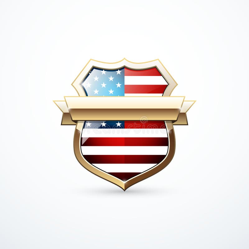 Gold Shield with USA Flag Elements. USA Shield Icon Stock Vector ...