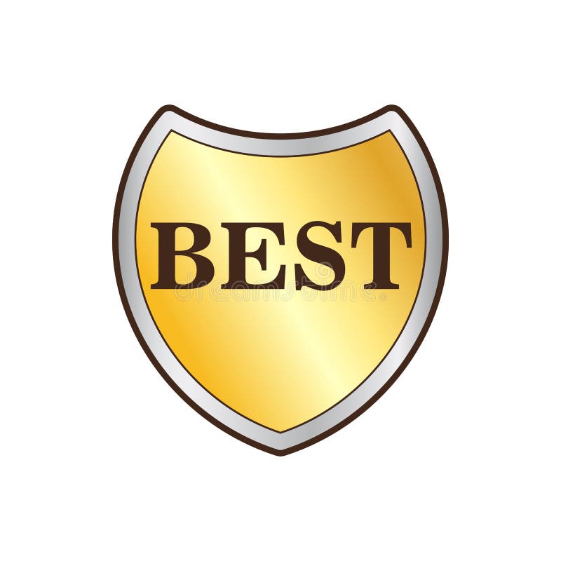 Gold Shield with the Word Best Icon, Flat Style Stock Vector ...