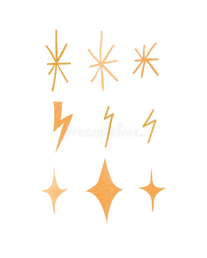 Gold Shine Set in Modern Style on White Background. Isolated Vector ...