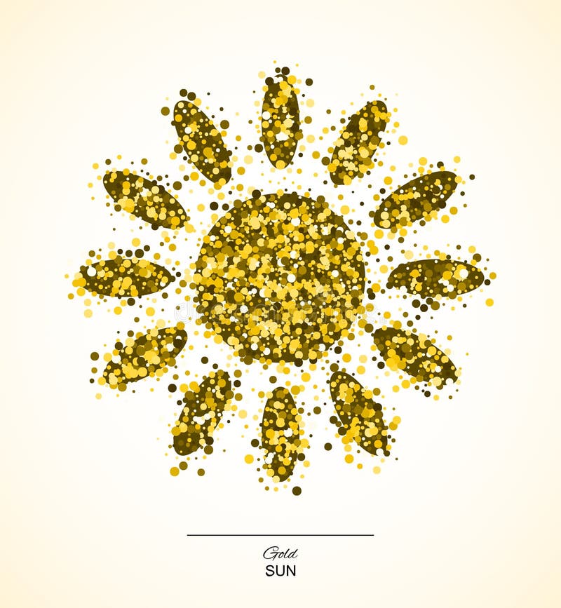 Gold Shining Sun stock vector. Illustration of glitter - 93743409