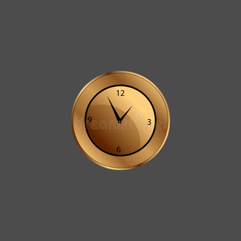 Gold Shiny Clock Isolated on Grey. Vector Illustration. Eps10 Stock ...