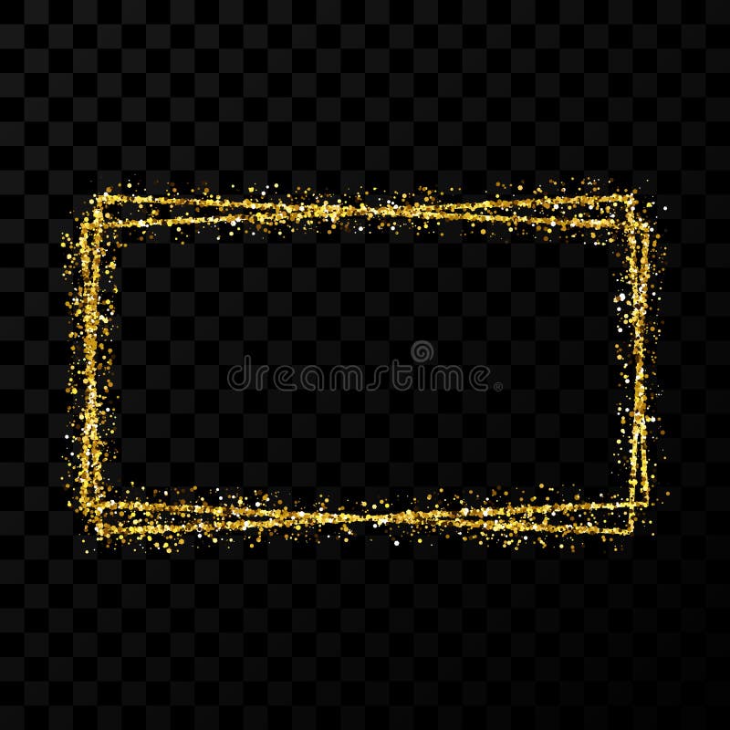Gold Shiny Double Rectangle Frame with Light Effects Stock Vector - Illustration of futuristic ...