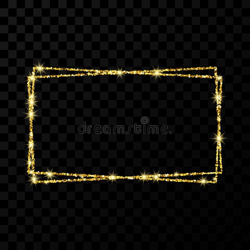 Gold Shiny Double Rectangle Frame with Light Effects Stock Vector ...