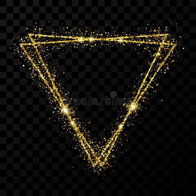 Gold Shiny Double Triangle Frame with Light Effects Stock Vector ...