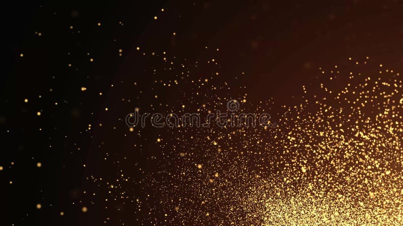 Gold Shiny Dust Sparkling Particles Move Liquid Loop Background. Stock ...