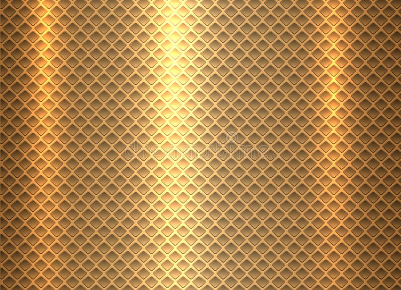 Gold Shiny Metallic Background with Squares Perforated Pattern Stock ...