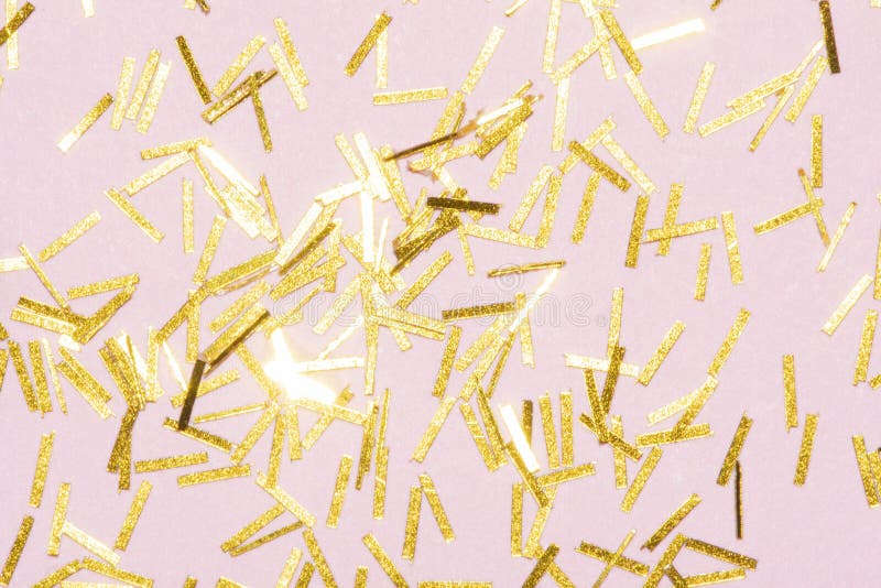 Gold Shiny Rectangular Confetti on a Pink Background Stock Photo ...