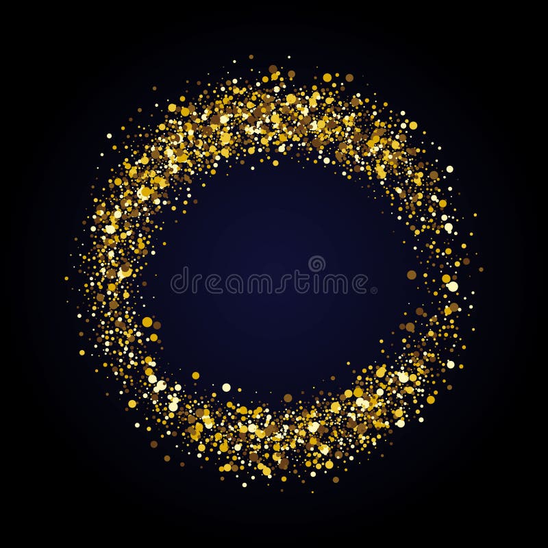 Gold Shiny Round Glitter Shape. Frame for Photo or Mirror. Halftone ...