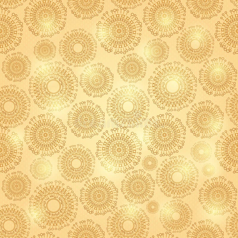 Gold Shiny Seamless Pattern with Round Elements Stock Vector ...