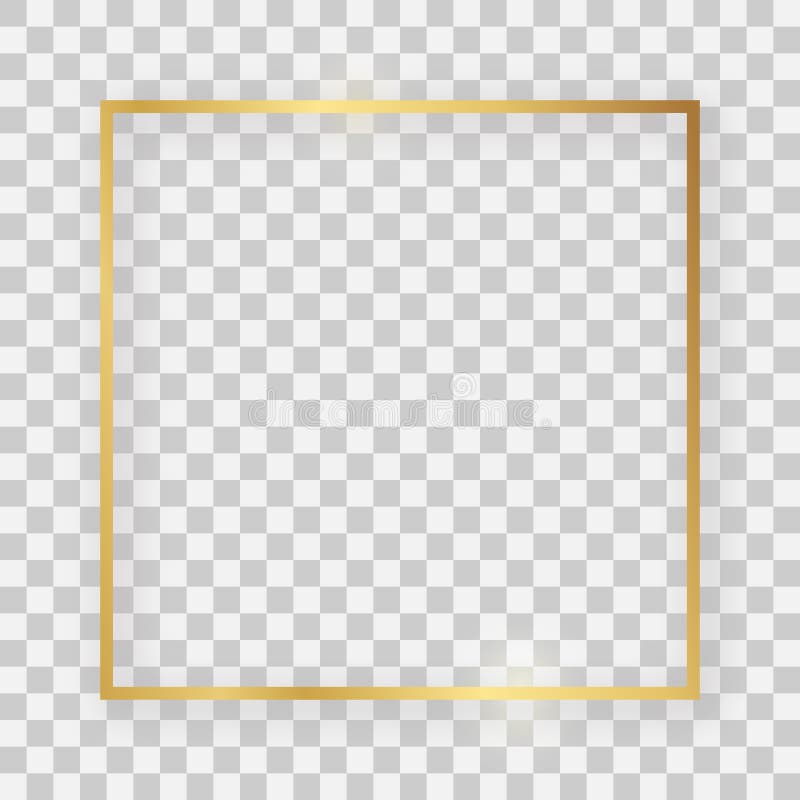 Gold Square Frame with Glowing Glitter Effect. Isolated Design Element ...