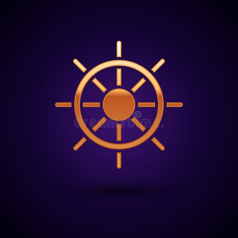 Gold Ship Wheel Vector Icon Cartoon Illustration Stock Vector ...