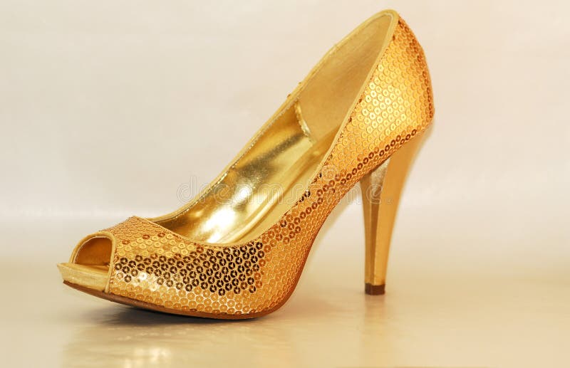 Gold shoe stock image. Image of slipper, high, glamour - 4054113