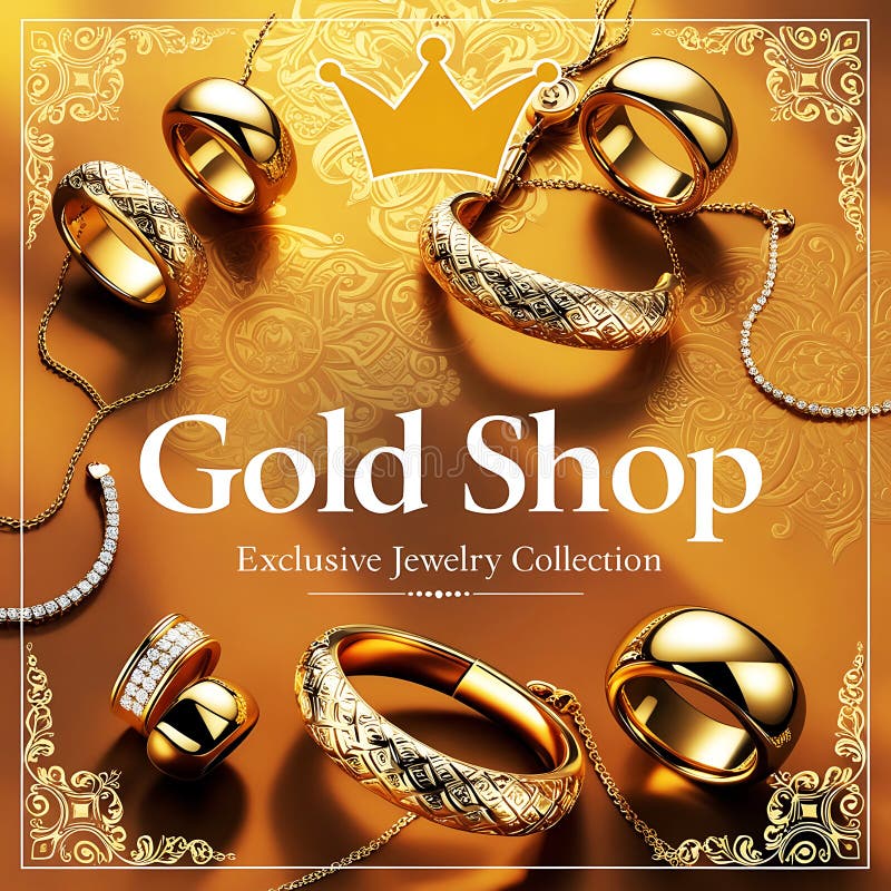 Gold Shop Flyer Template Design Illustration Stock Vector ...