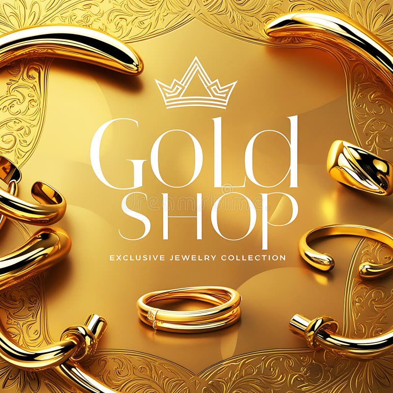 3D gold e-shop text stock illustration. Illustration of marketing ...