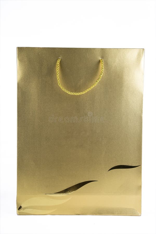 Gold Shopping Bag stock image. Image of string, single - 10973257