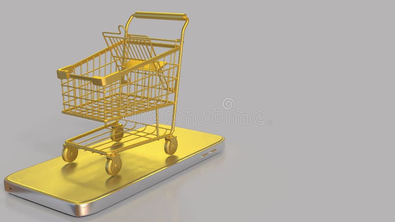 The Gold Shopping Cart for Business Concept 3d Rendering Stock ...
