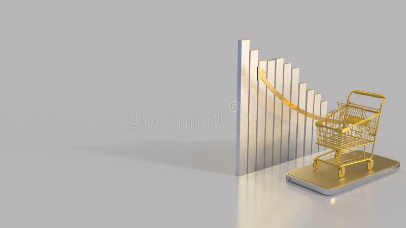 The Gold Shopping Cart for Business Concept 3d Rendering Stock ...