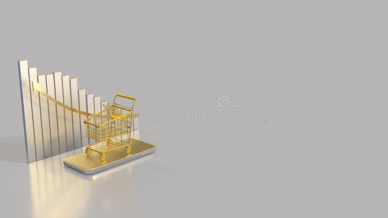 The Gold Shopping Cart for Business Concept 3d Rendering Stock ...