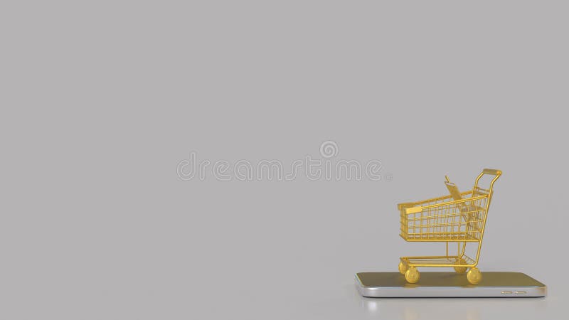 The Gold Shopping Cart for Business Concept 3d Rendering Stock ...