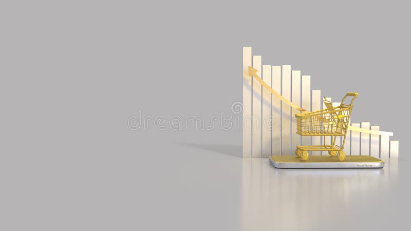 The Gold Shopping Cart for Business Concept 3d Rendering Stock ...