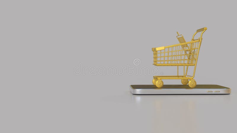 The Gold Shopping Cart for Business Concept 3d Rendering Stock ...