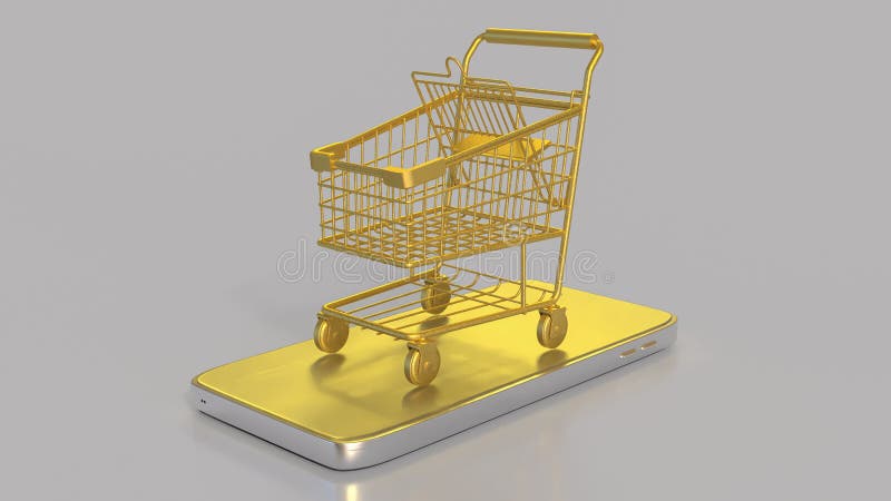 The Gold Shopping Cart for Business Concept 3d Rendering Stock ...