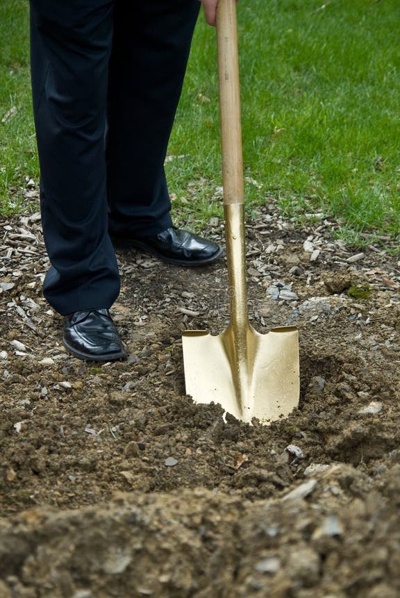 Gold Shovel at Groundbreaking Stock Photo - Image of construction ...