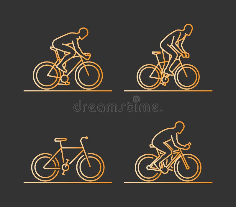 Gold silhouettes of cycle. stock illustration. Illustration of exercise ...