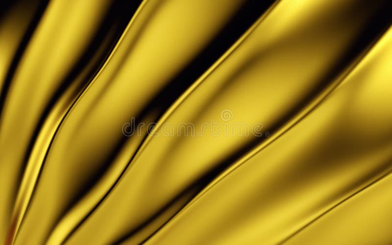 Gold Silk Drapery and Fabric Background. 3d Render Stock Illustration ...