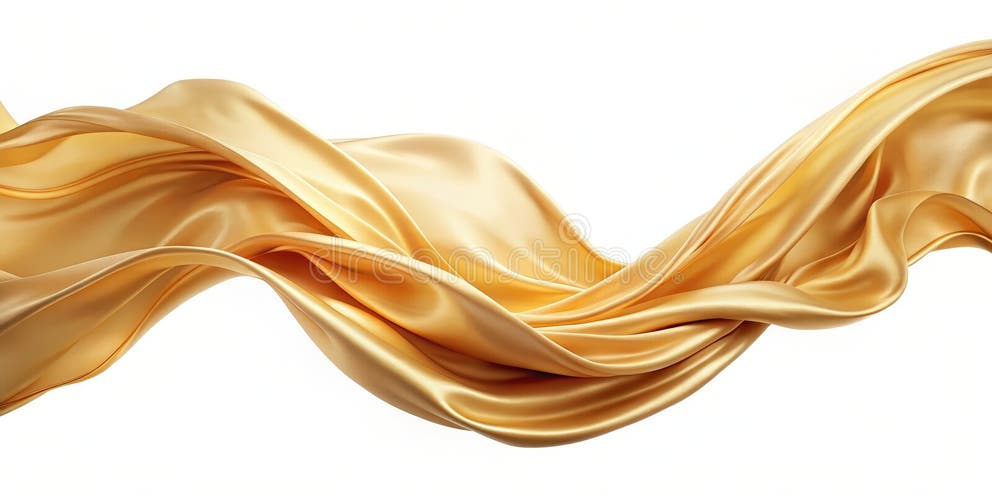 Gold Silk Flow 3D Render, Abstract Wave, Luxury Stock Illustration ...