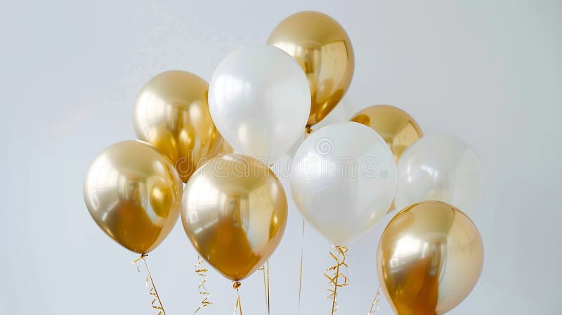 Gold and Silver Balloons Background on White Background Stock Image ...