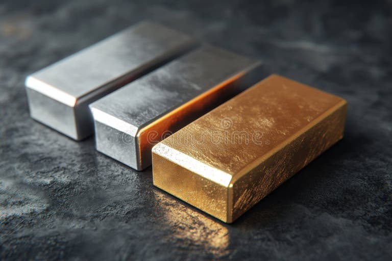 Gold and Silver Bars on Dark Background Stock Photo - Image of heavy ...