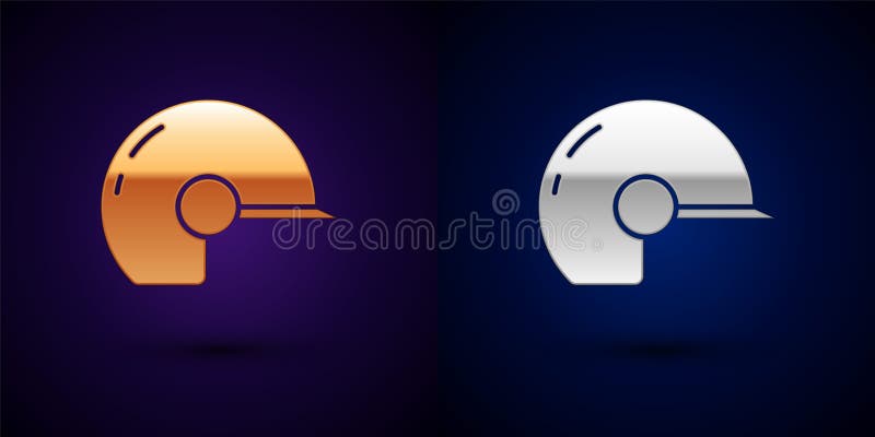 Gold and Silver Baseball Helmet Icon Isolated on Black Background ...