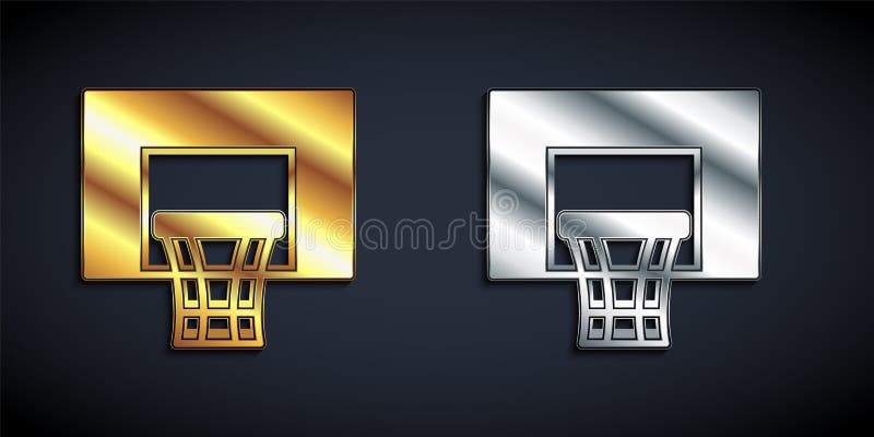 Gold and Silver Basketball Backboard Icon Isolated on Black Background ...
