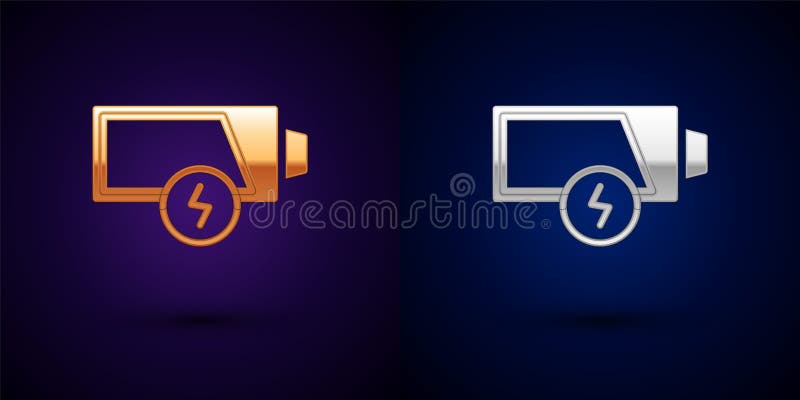 Gold and Silver Battery Charge Level Indicator Icon Isolated on Black ...