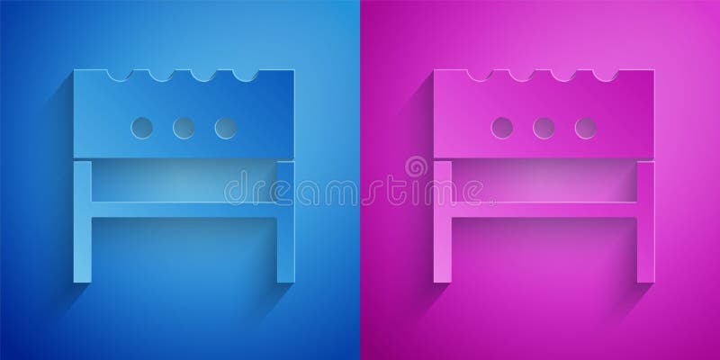 Gold and Silver BBQ Brazier Icon Isolated on Black Background. Long ...