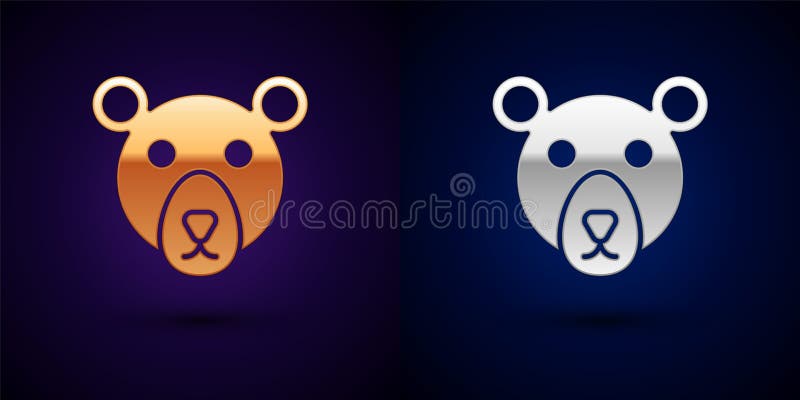 Gold and Silver Bear Head Icon Isolated on Black Background. Vector ...