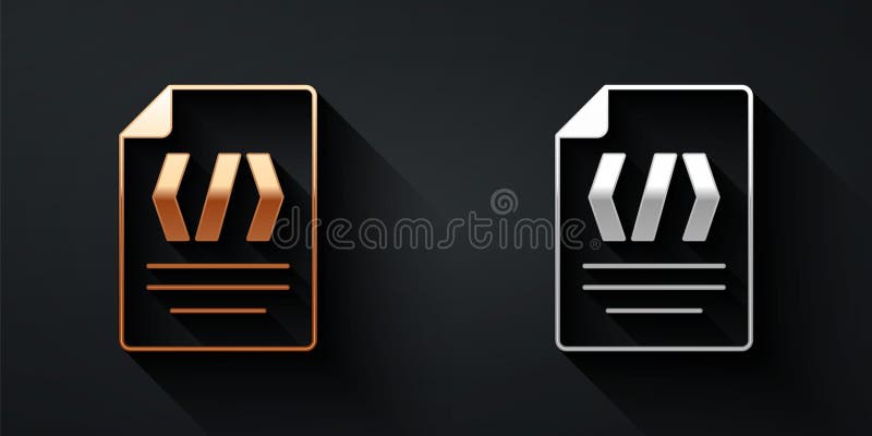 Gold and Silver Binary Code Icon Isolated on Black Background. Long ...