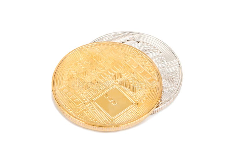 Gold and Silver Bitcoin Coins Stock Photo - Image of financial, farm ...