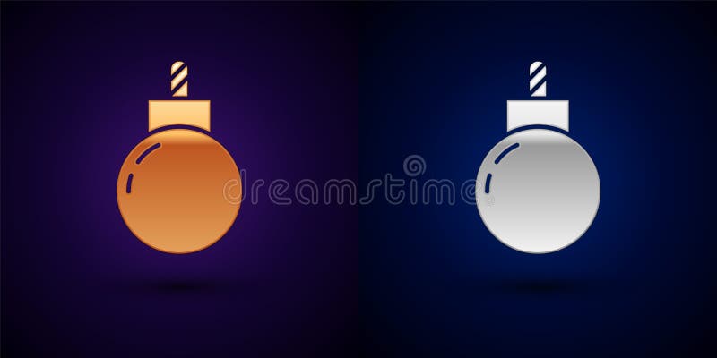 Gold and Silver Bomb Ready To Explode Icon Isolated on Black Background ...