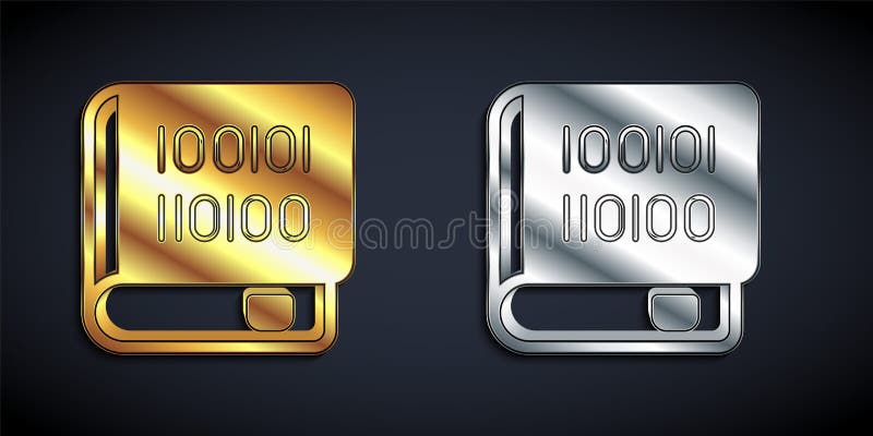 Gold and Silver Books about Programming Icon Isolated on Black ...