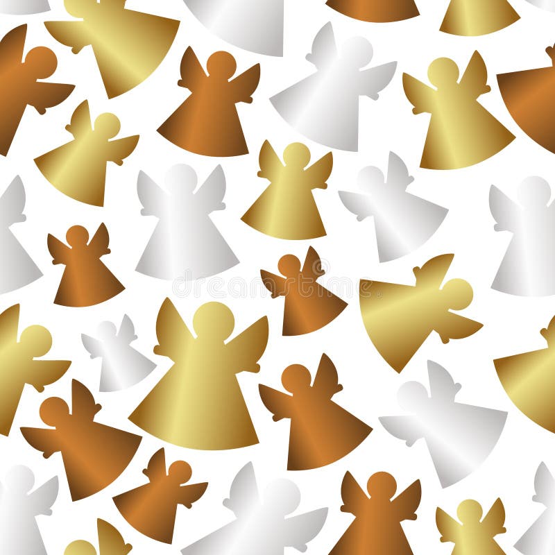 Gold and Silver and Bronze Angels Seamless Pattern Eps10 Stock Vector ...