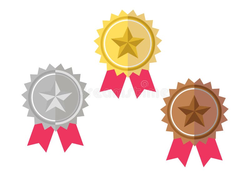 Gold, Silver, Bronze Award Prize Badge Stock Vector - Illustration of ...