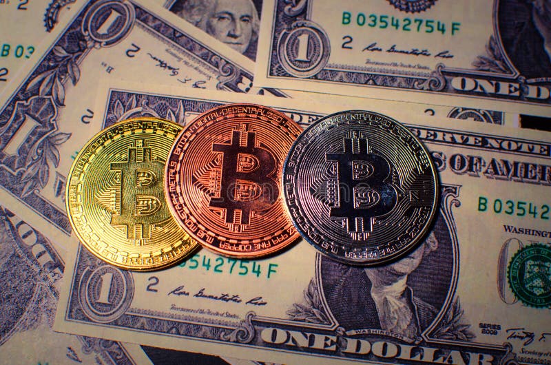 Gold, Silver and Bronze Bitcoin Stock Photo - Image of coin, bills ...
