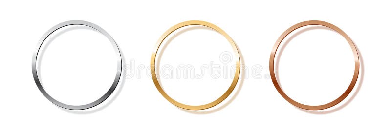 Gold, Silver, Bronze Circle Award Frames 3d Vector Realistic ...