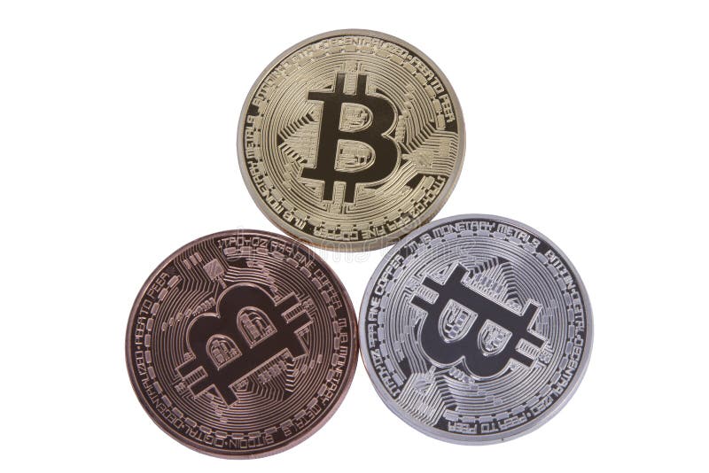 Gold Silver and Bronze Coins Bitcoin Stock Image - Image of internet ...